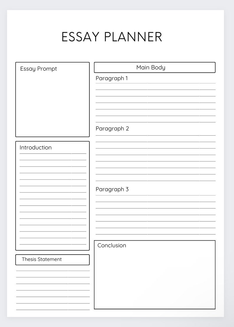 Essay Planner: Student Writing Template - Etsy
