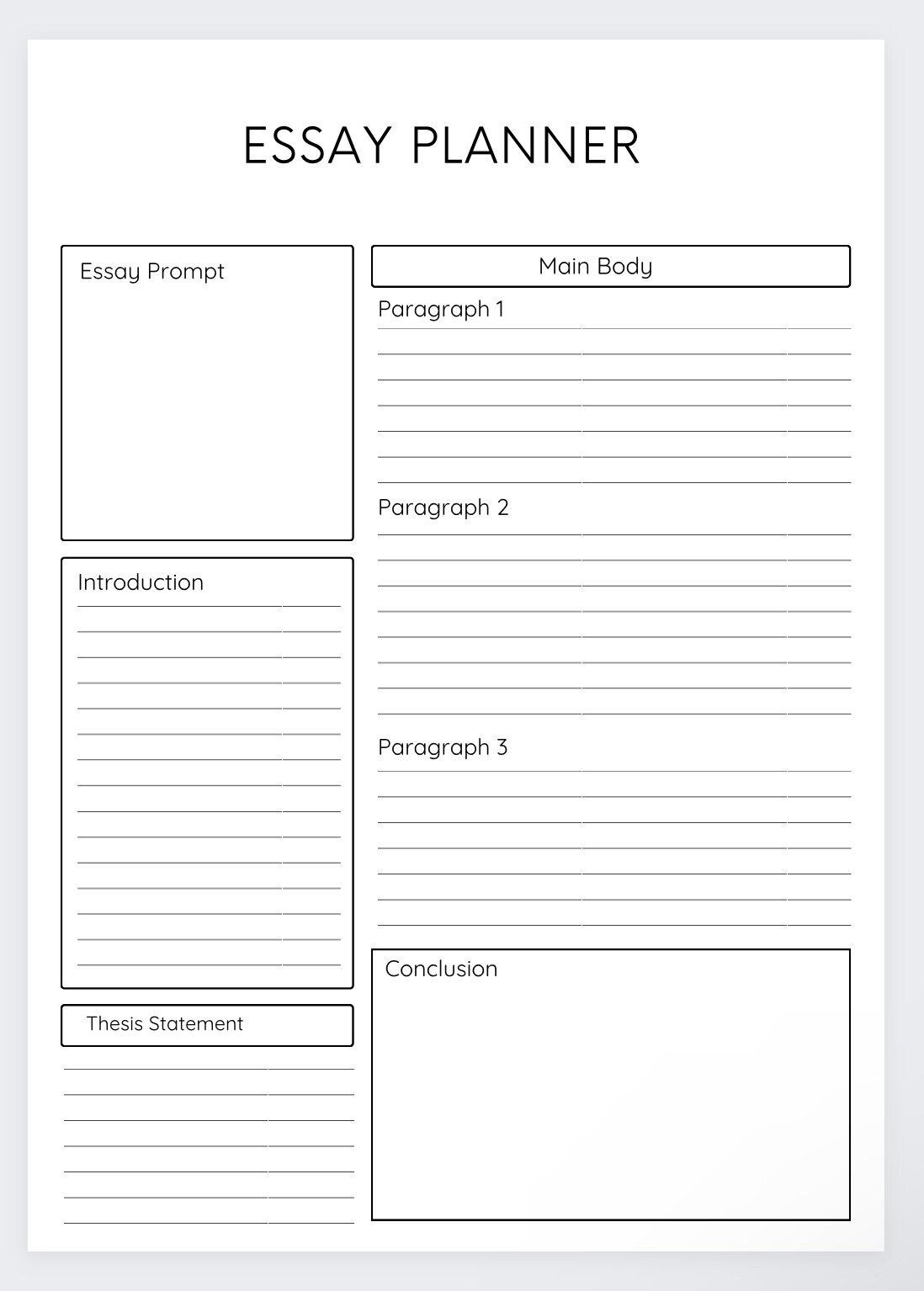 Essay Planner: Student Writing Template - Etsy