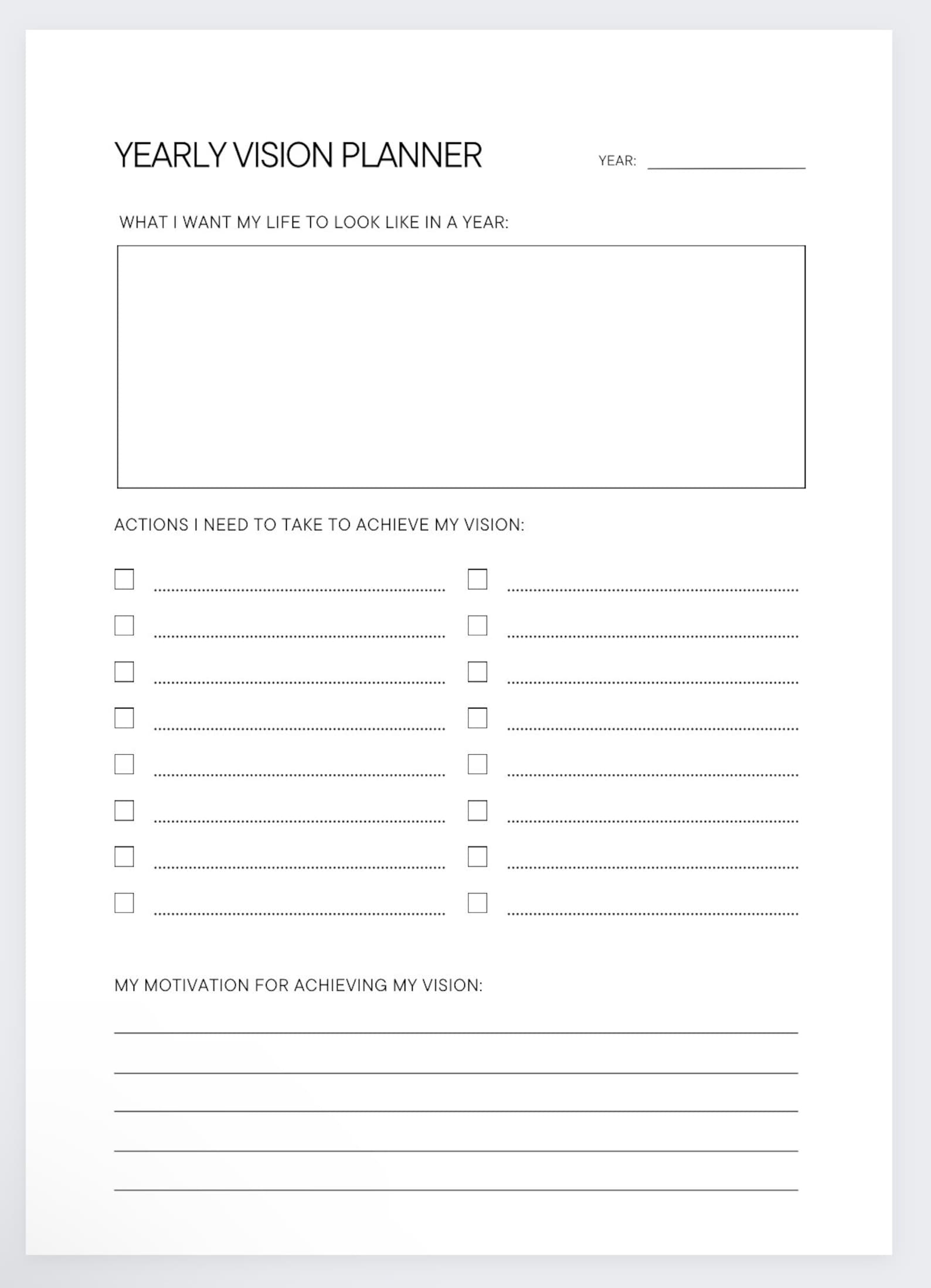 Yearly Vision Planner,yearly Goals,yearly Planner,dream Planner ...