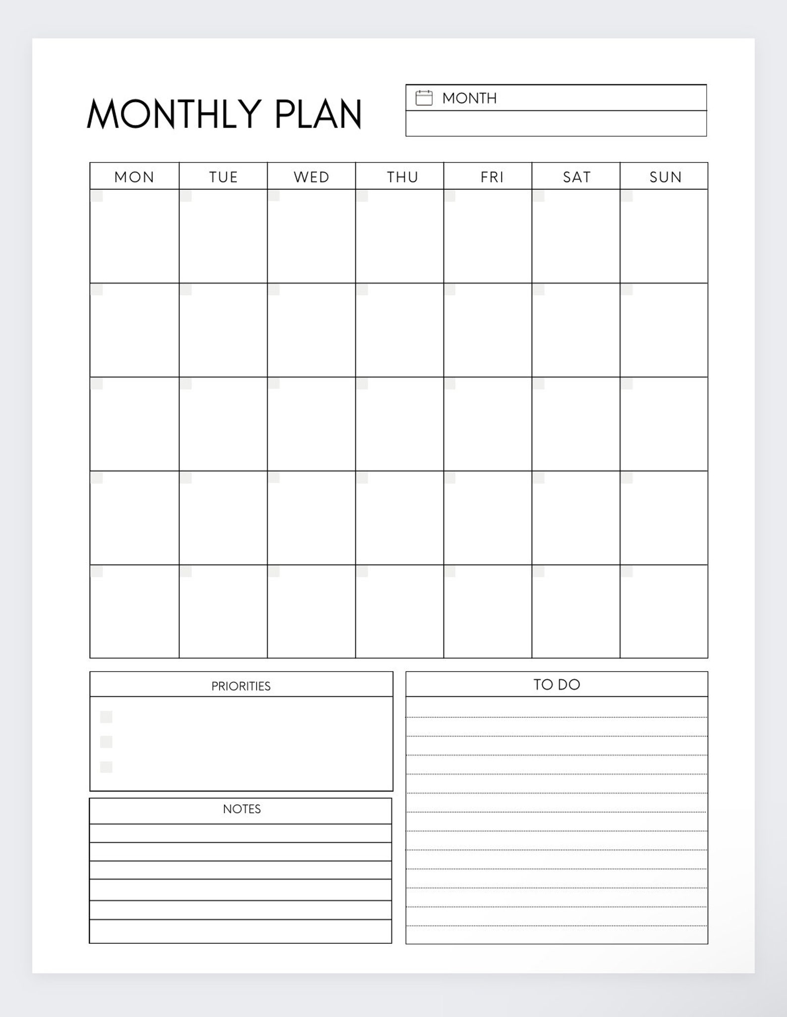 Monthly Plan,monthly Planner,month at a Glance,monthly Tracker,monthly ...
