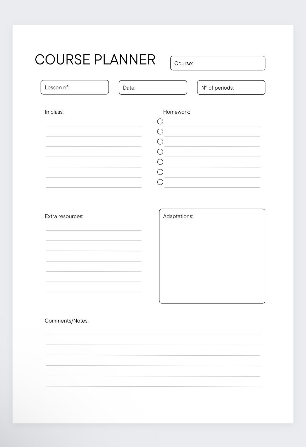 Course Planner,university Planner,lesson Planner,study Planner,study ...