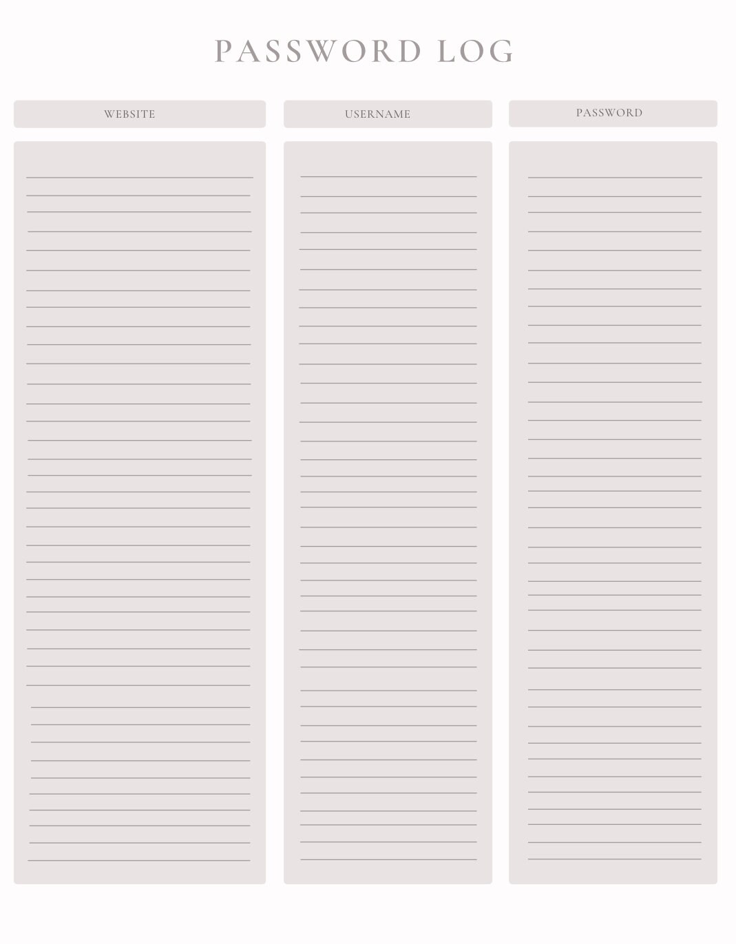 Password Keeper Password Log Password Tracker Printable | Etsy