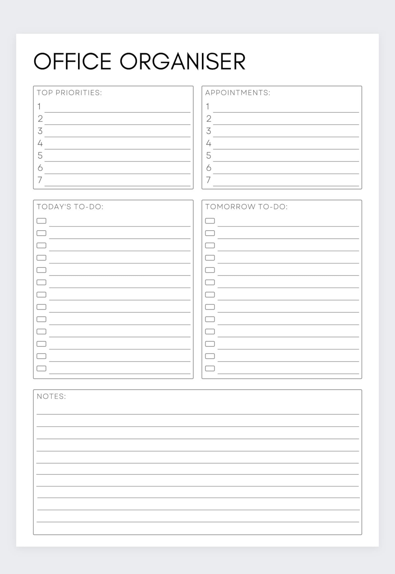 Office Organizer,work Planner,daily Work Planner,appointment Planner ...