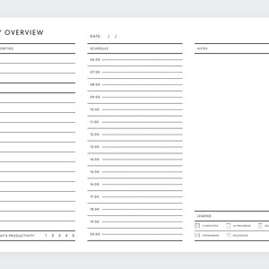 Daily Overview Planner,day at a Glance Planner,24 Hour Planner ...