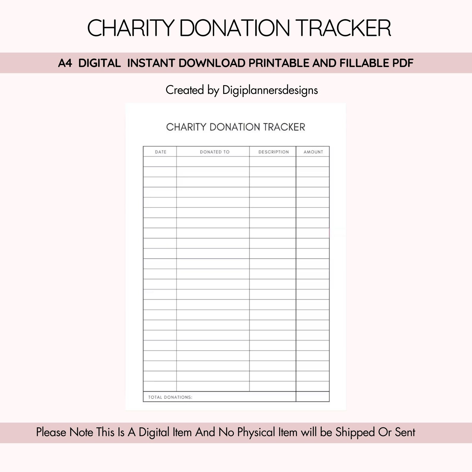 Charity Donation Tracker,donation Log,donation Budget,charity Planner ...