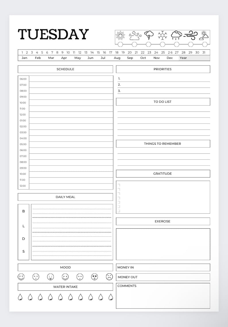 Monday to Friday Schedule,adult ADHD Planner,time Blocking,weekly ...