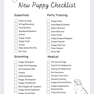 Puppy Checklist,puppy List,puppy Planner,puppy Tracker,dog Checklist ...