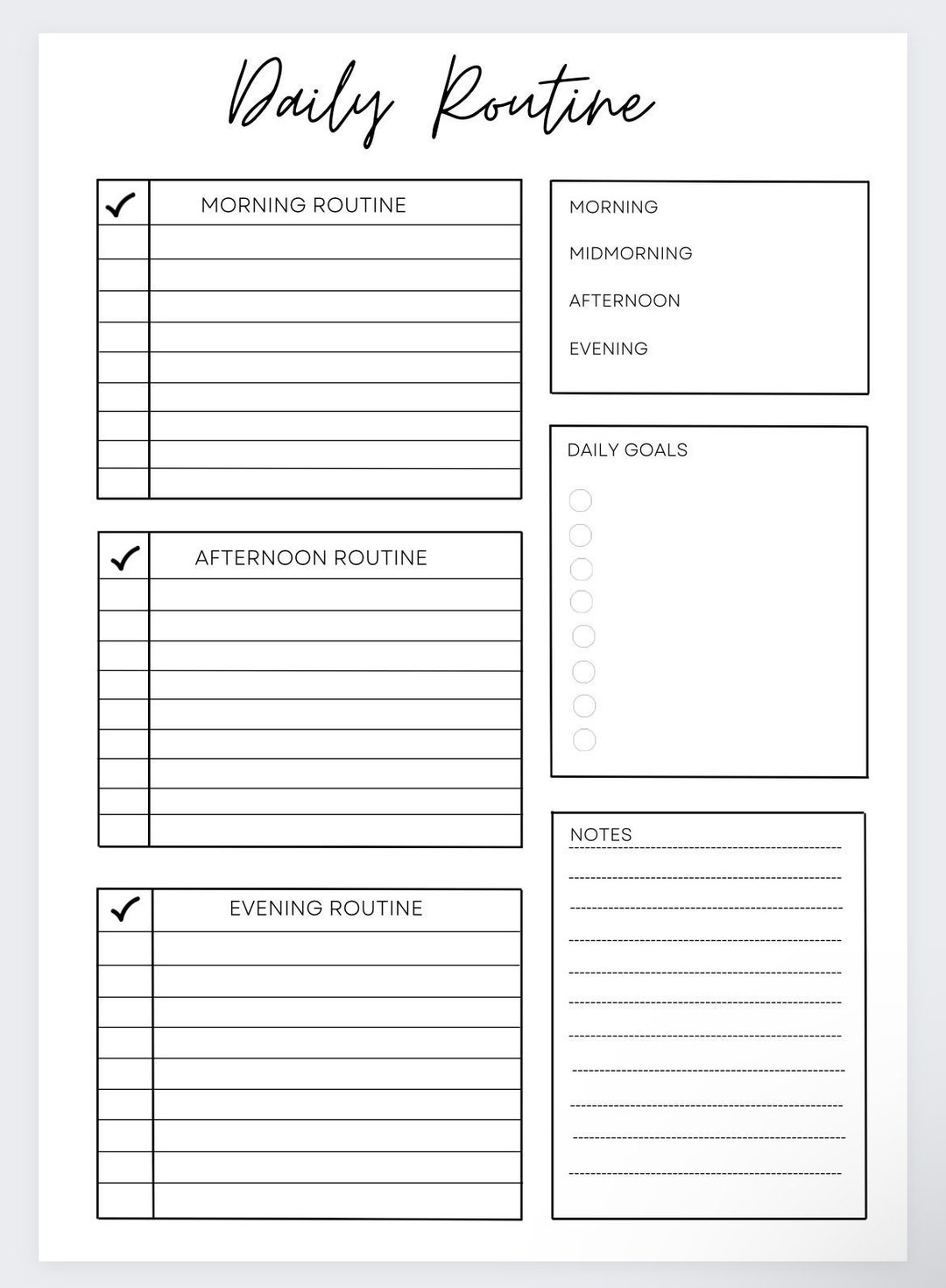 Daily Routine, Daily Planner,happy Planner,daily Checklist,agenda ...