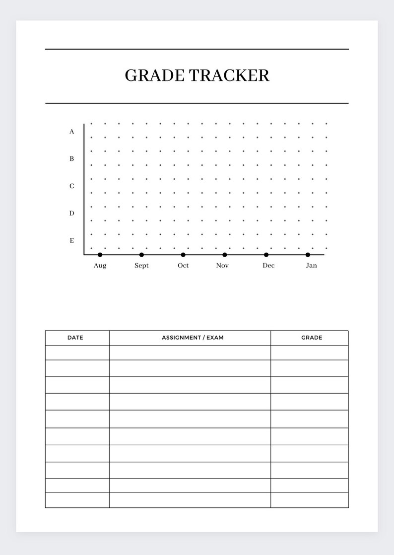 Grade Tracker Assignment Planner Assignment Tracker Student - Etsy