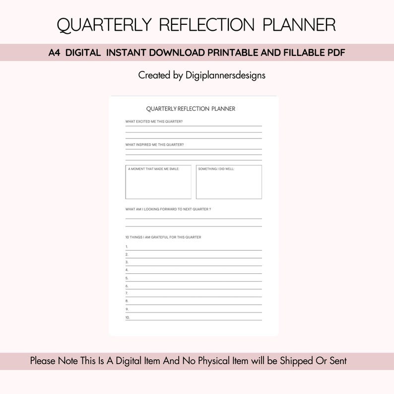 Quarterly Reflection Planner,quarterly Review Journal,goal Progress ...