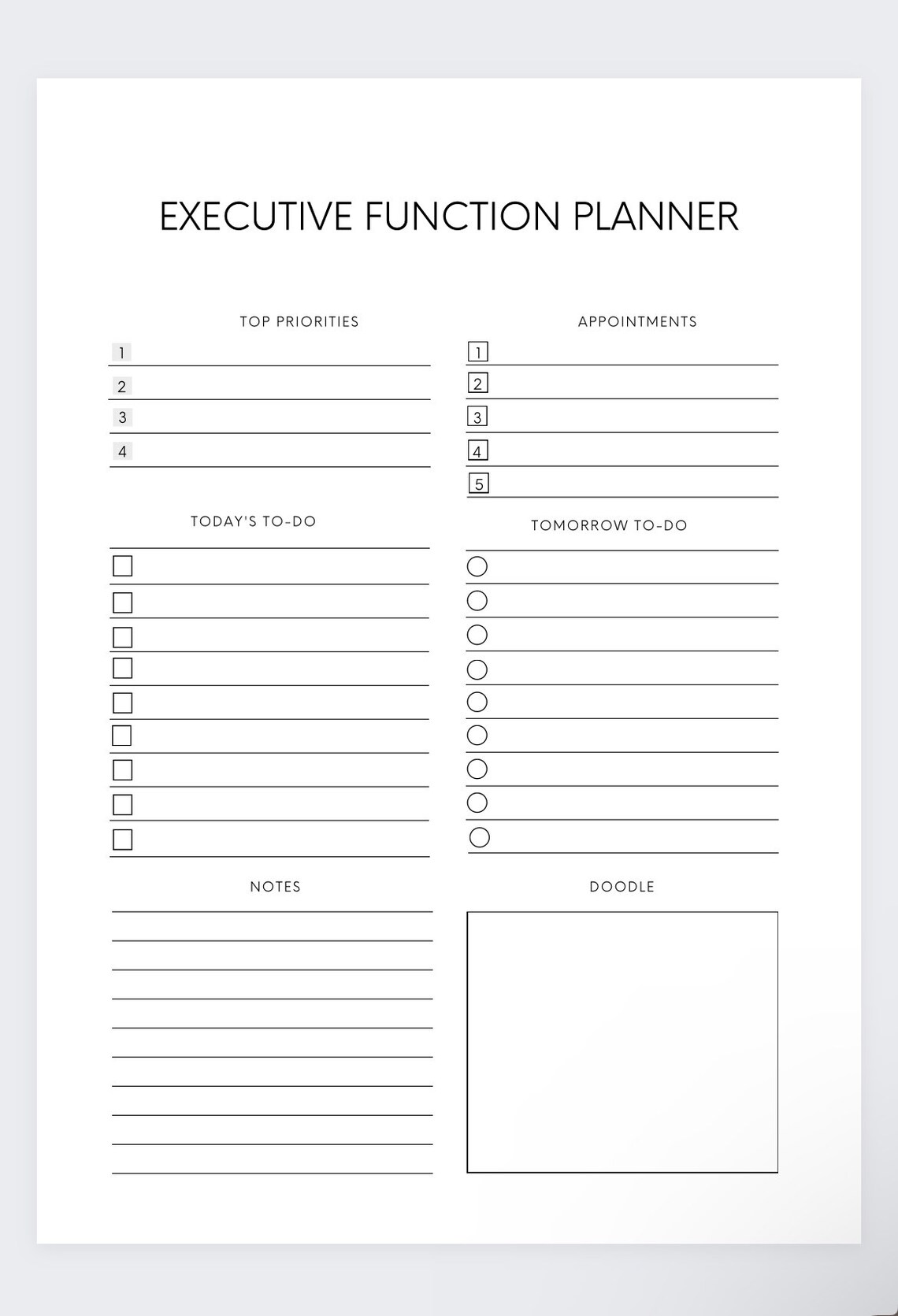 Executive Function Plannerbrain Dump Printablethought - Etsy