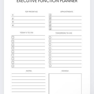Executive Function Planner,brain Dump Printable,thought Organizer, ADHD ...