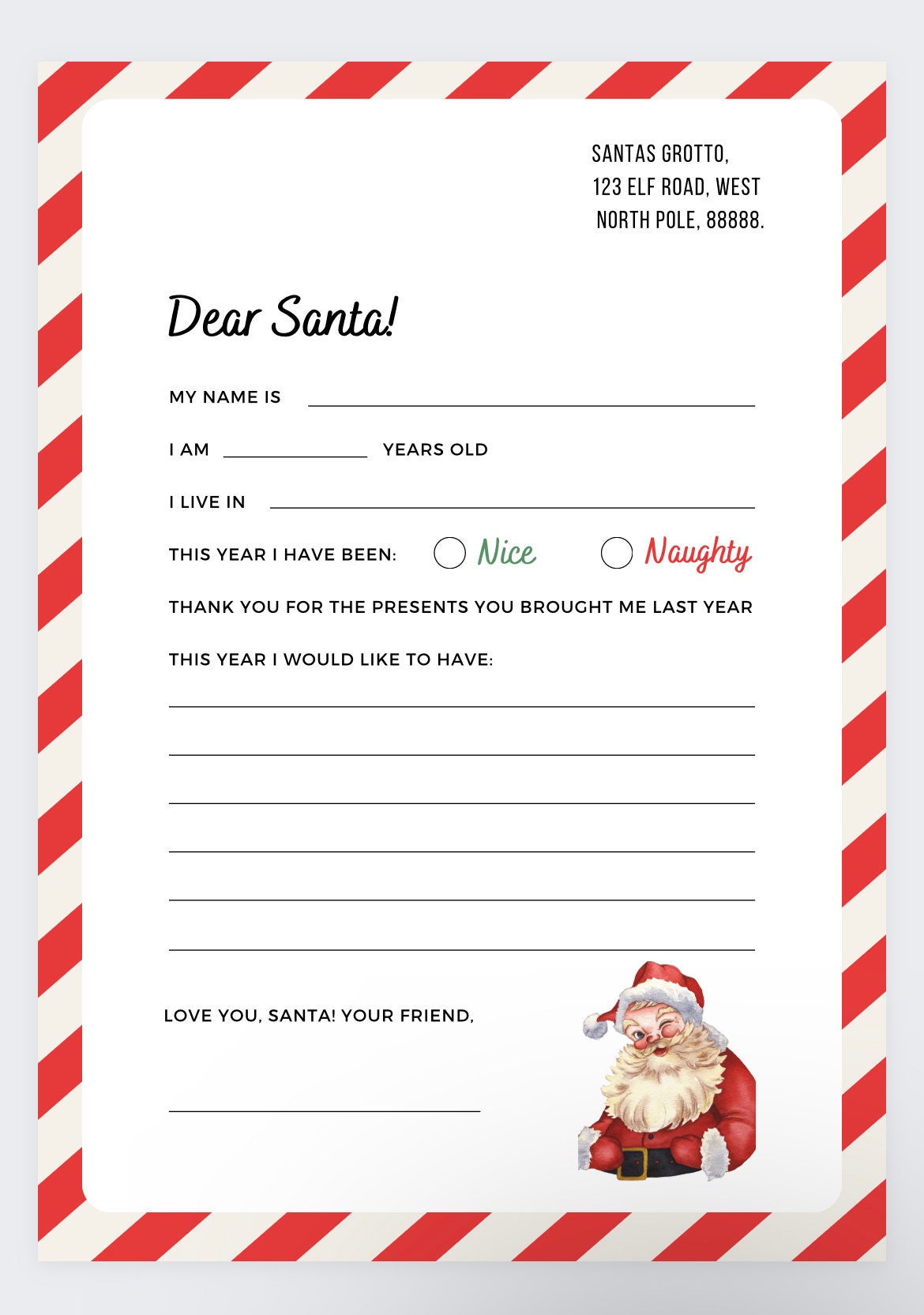 Christmas Letter to Santa,letter for Santa,christmas Wish List,santa ...