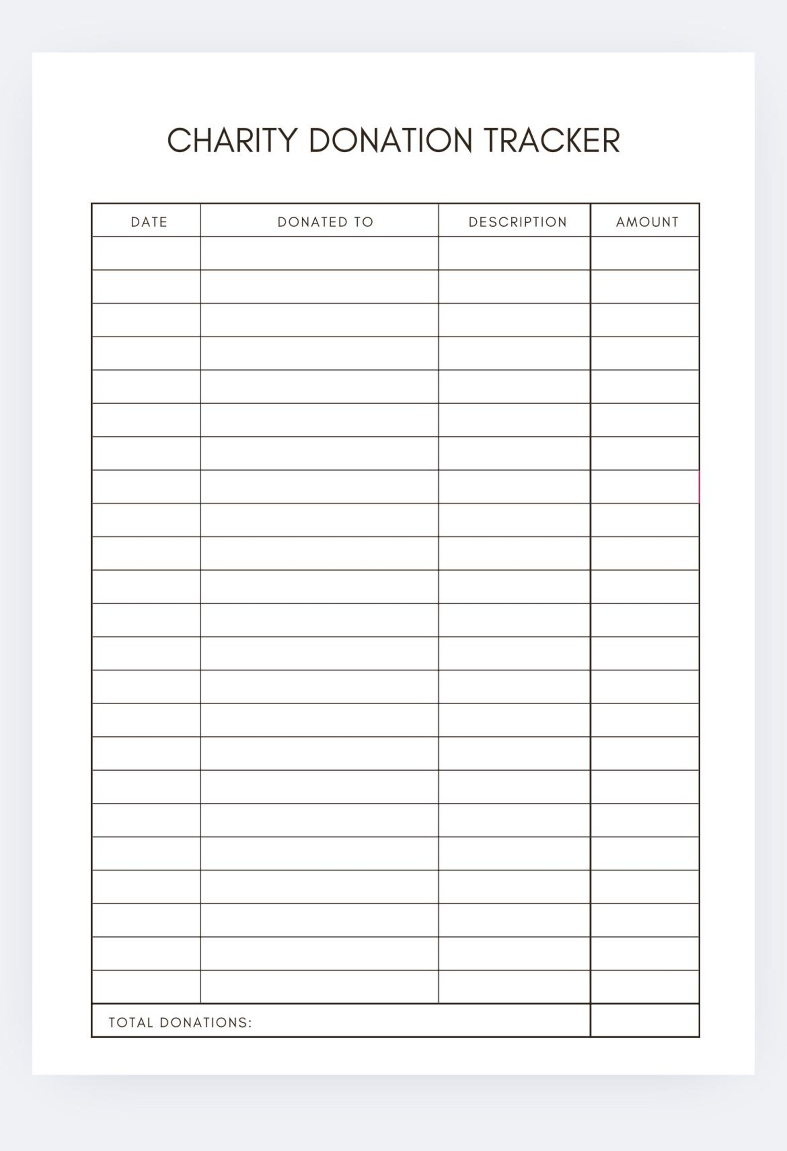 Charity Donation Tracker,donation Log,donation Budget,charity Planner ...