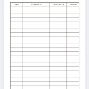 Charity Donation Tracker,donation Log,donation Budget,charity Planner ...