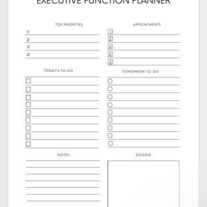 Executive Function Planner,brain Dump Printable,thought Organizer, ADHD ...