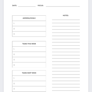 Meeting Minute Notes Planner,work Organizer,office Planner,business ...