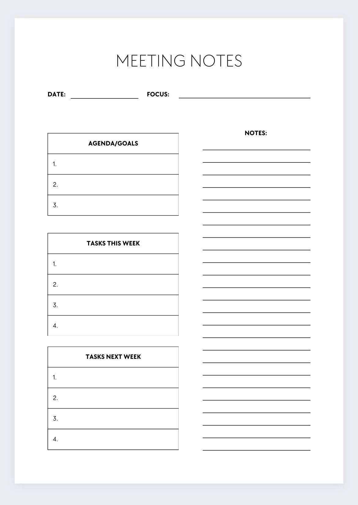 Meeting Minute Notes Planner,work Organizer,office Planner,business ...