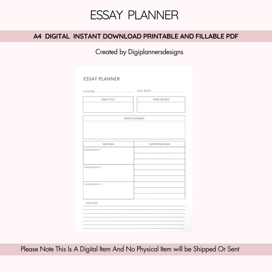 Essay Plan Template,essay Planner,academic Planner,revision Guide,essay ...