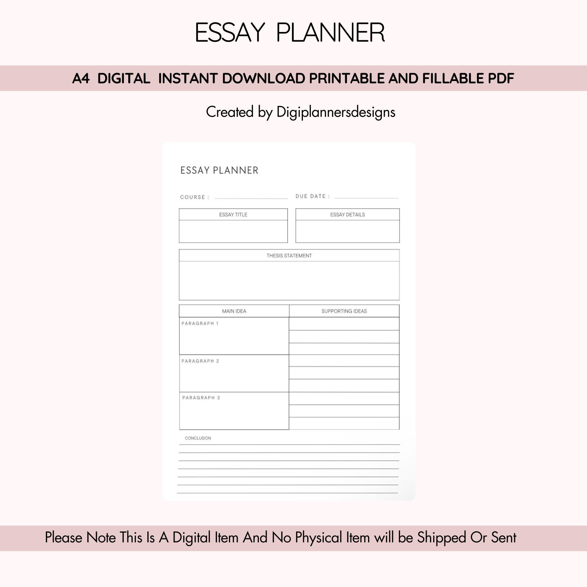 Essay Plan Template,essay Planner,academic Planner,revision Guide,essay ...
