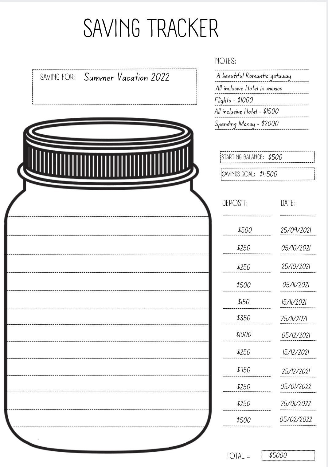 Savings Jar, Savings Planner, Savings Tracker, Savings Pot, Savings ...