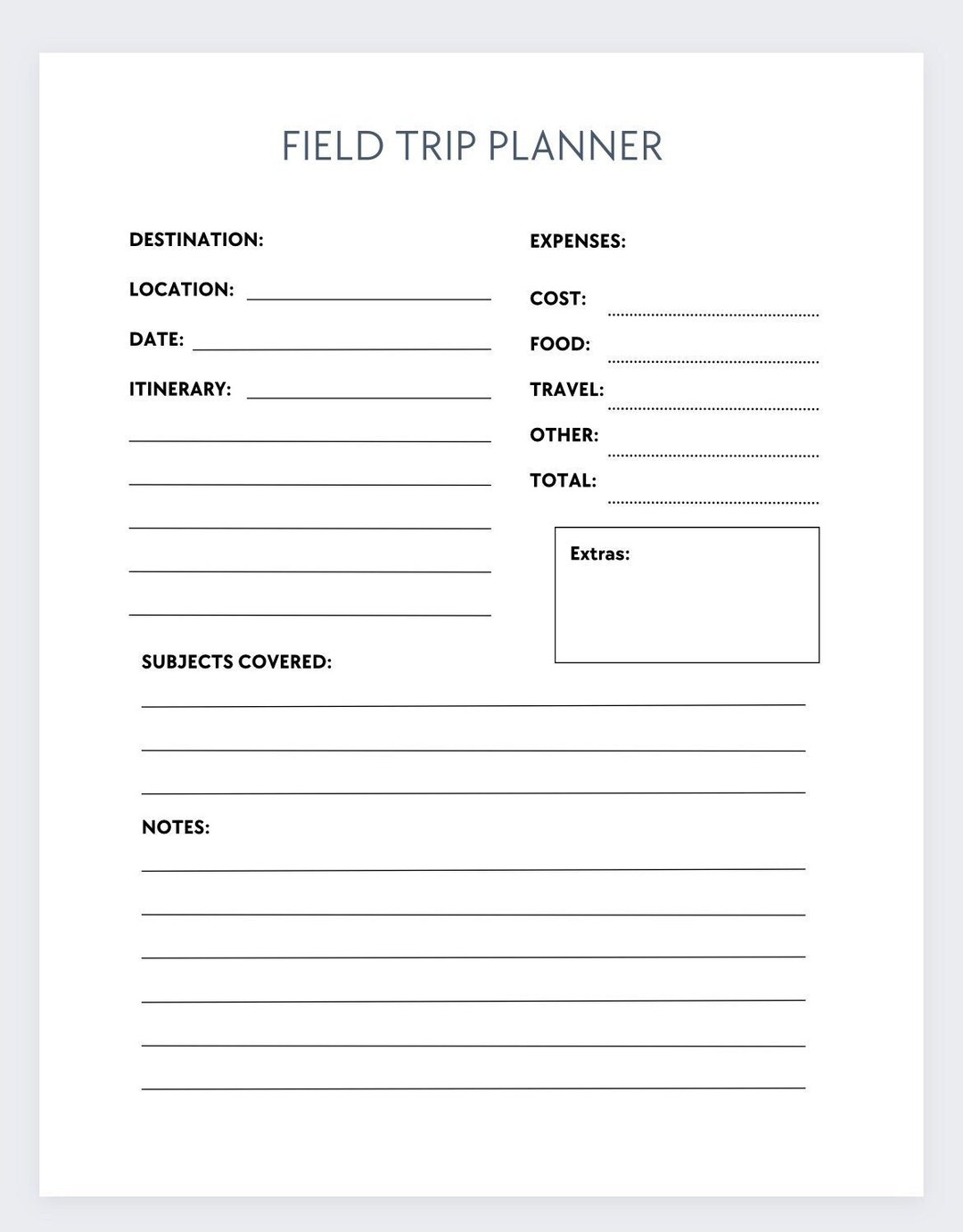 Field Trip Planneradventure Planning, Itinerary Organizer, Educational ...