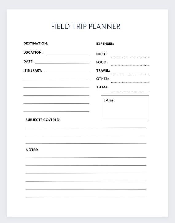 School Trip Itinerary Template