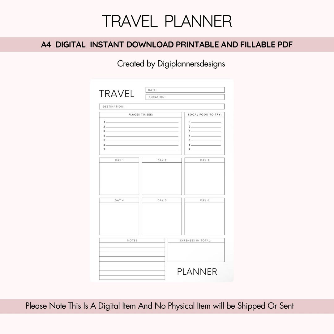 Travel Planner, Trip Organizer, Vacation Planning Guide, Itinerary ...