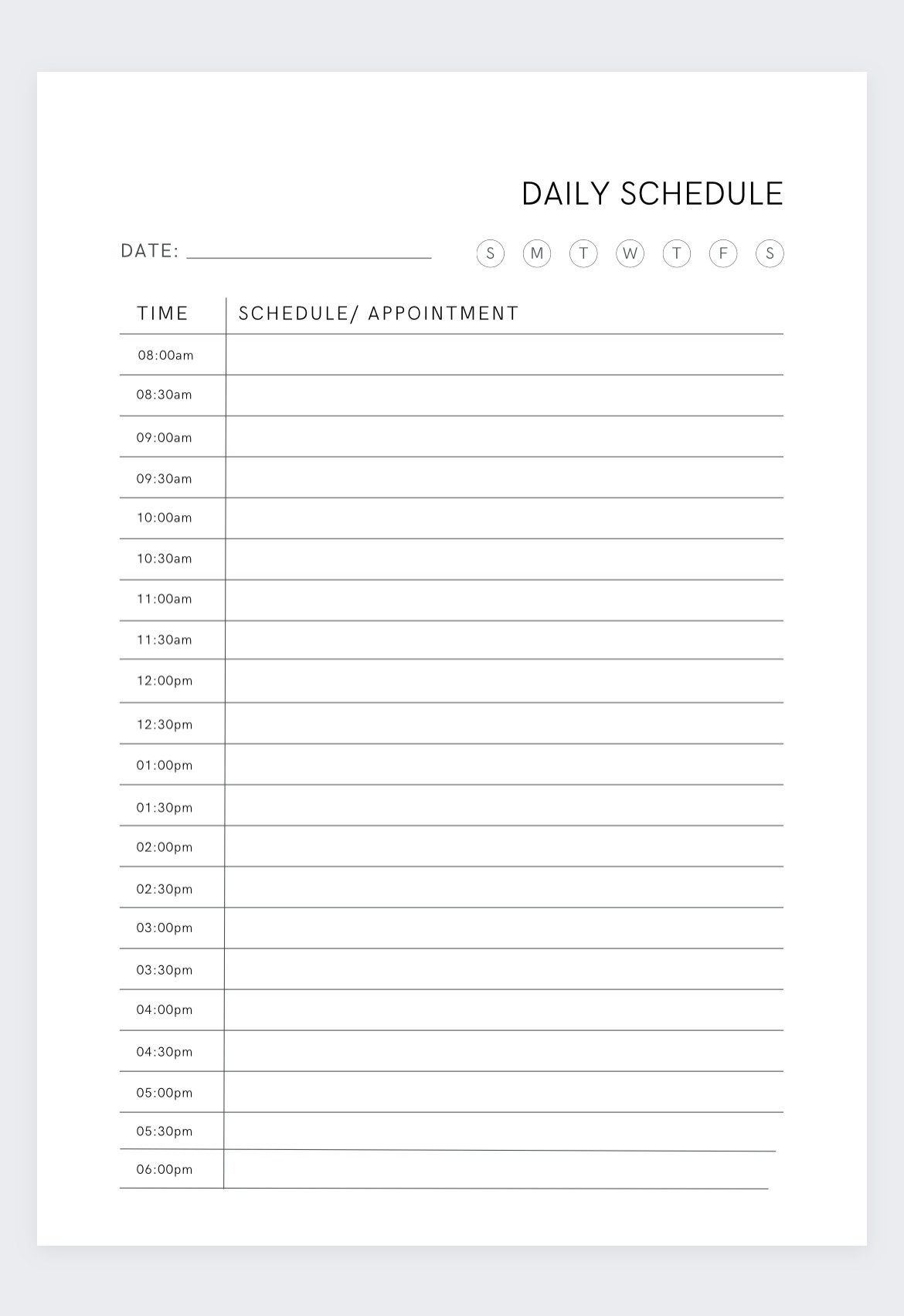 Daily Schedule,day in a Year,daily Appointments,hourly to Do List,daily ...