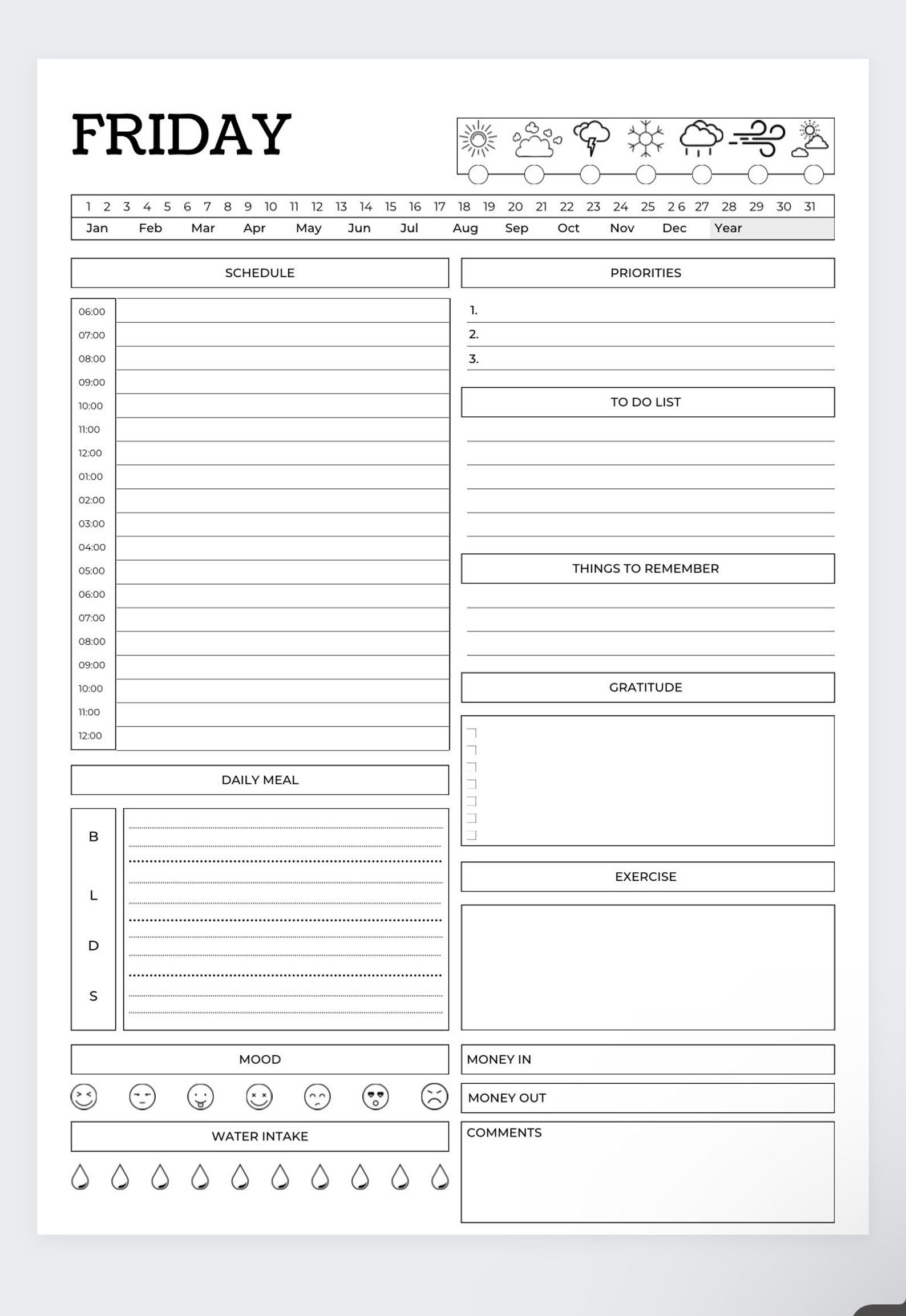 Monday to Friday Schedule,adult ADHD Planner,time Blocking,weekly ...