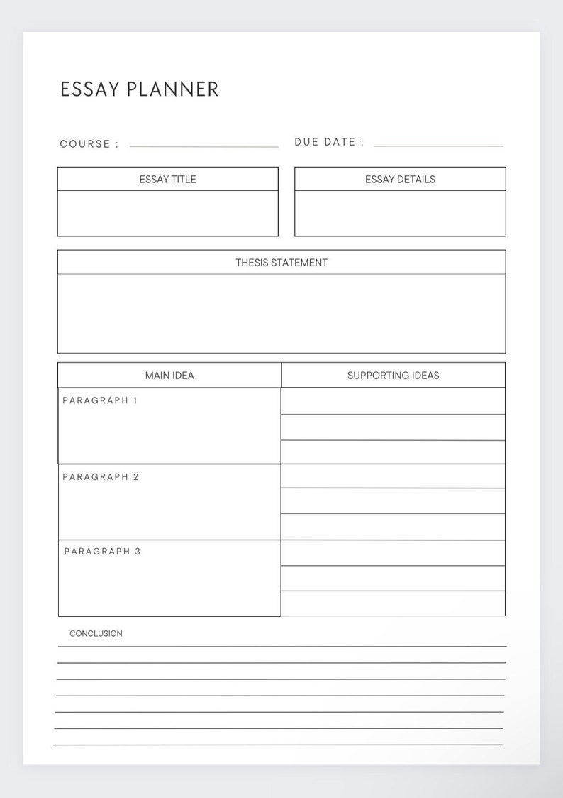 Essay Plan Template,essay Planner,academic Planner,revision Guide,essay ...