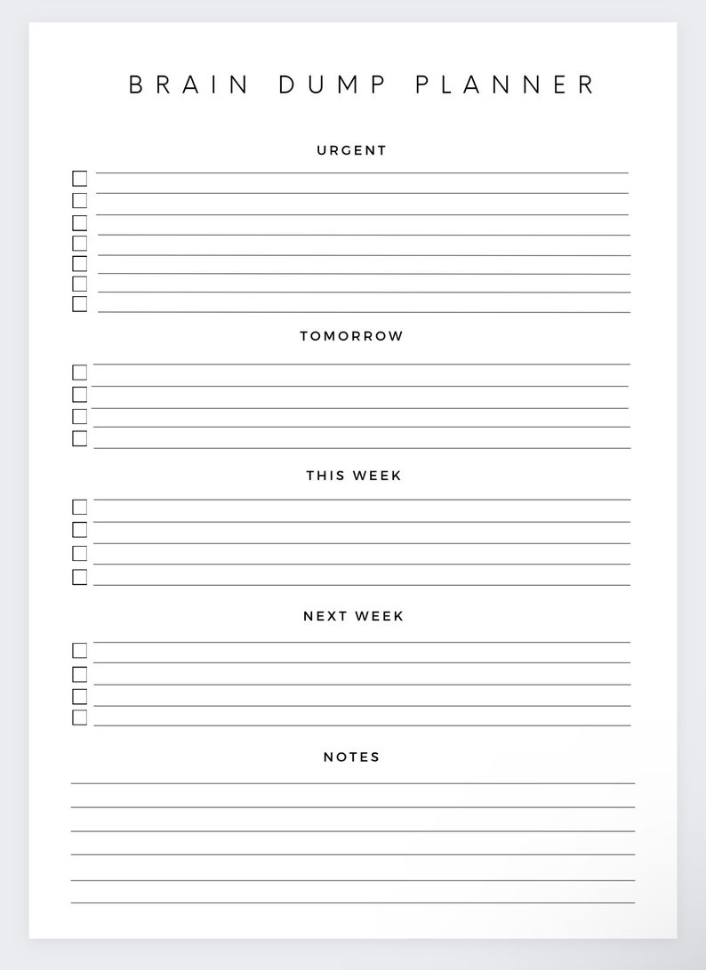 Weekly Brain Dumpthought Organizer ADHD Brain Dump Thought - Etsy