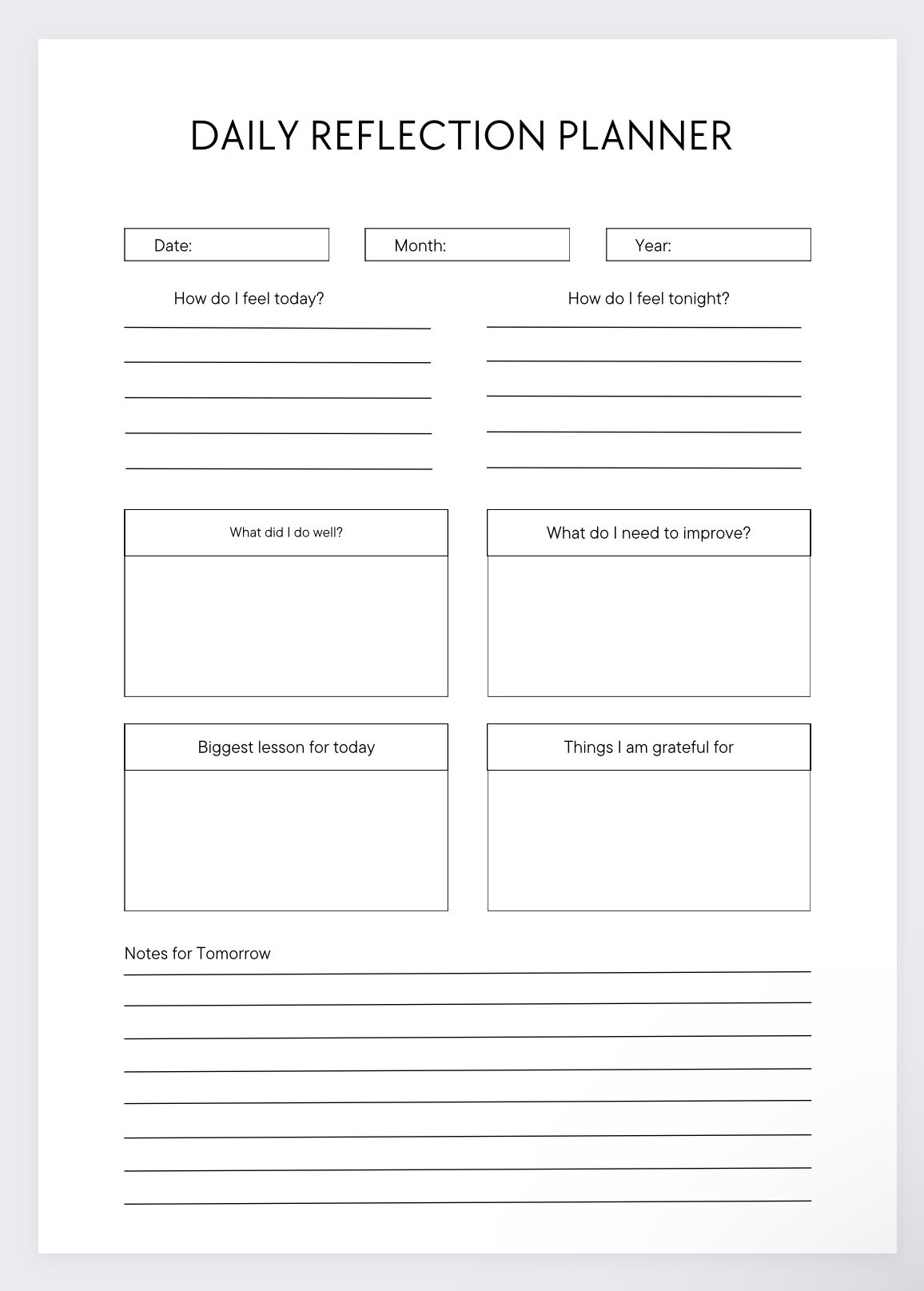 Daily Reflection Planner,reflection Planner,daily Gratitude Planner ...