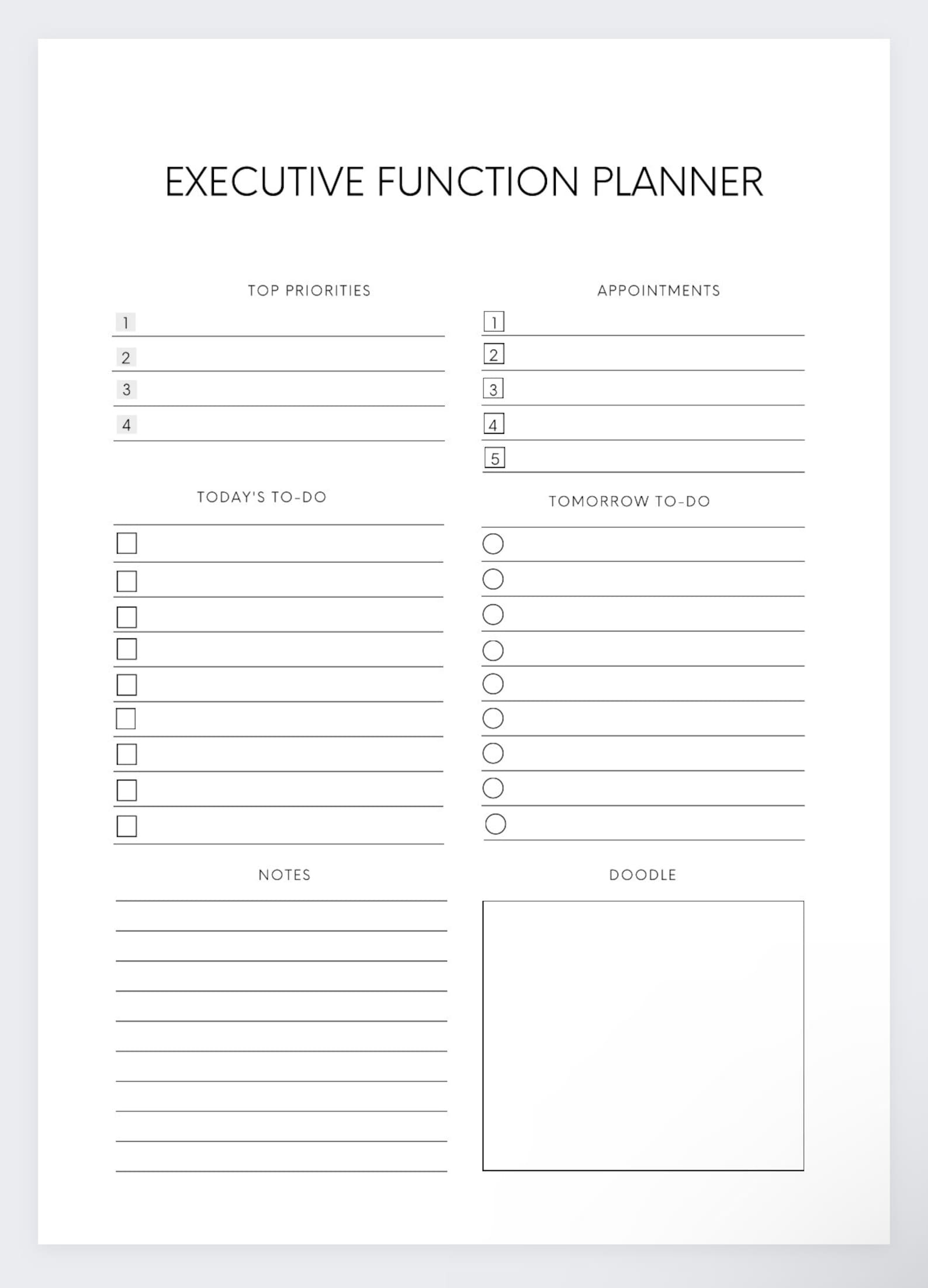 Executive Function Plannerbrain Dump Printablethought - Etsy