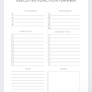 Executive Function Planner,brain Dump Printable,thought Organizer, ADHD ...