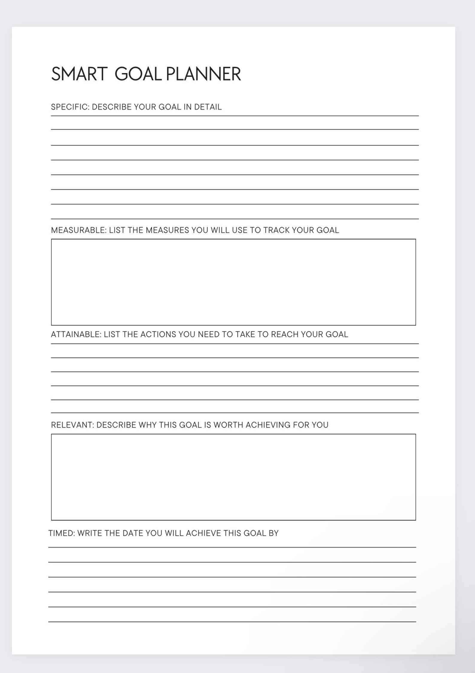 Smart Goal Planner,organizer Pages,goal Tracker,goal Planning Worksheet ...