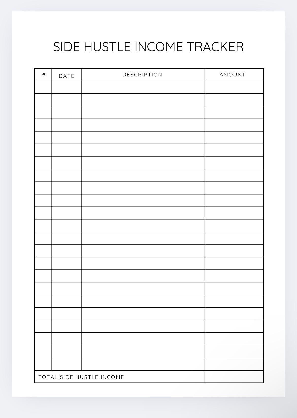 Side Hustle Income Tracker,small Business Profit Tracker, Expense Log ...