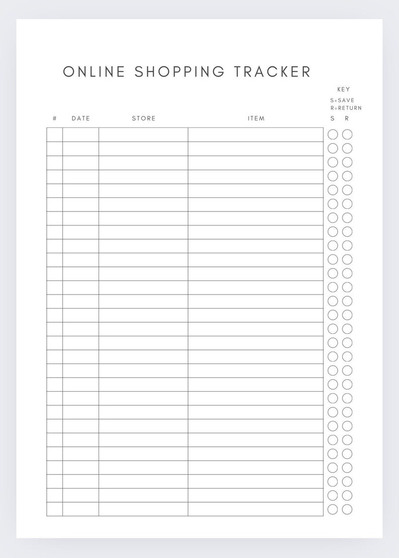 Online Shopping Tracker: Printable Purchase Log (PDF) - Etsy Australia