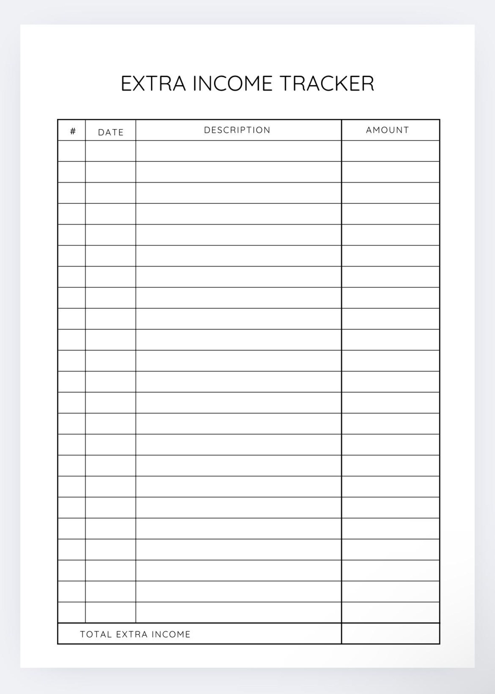 Extra Income Tracker,side Hustle Earnings Log,freelance Income Planner ...