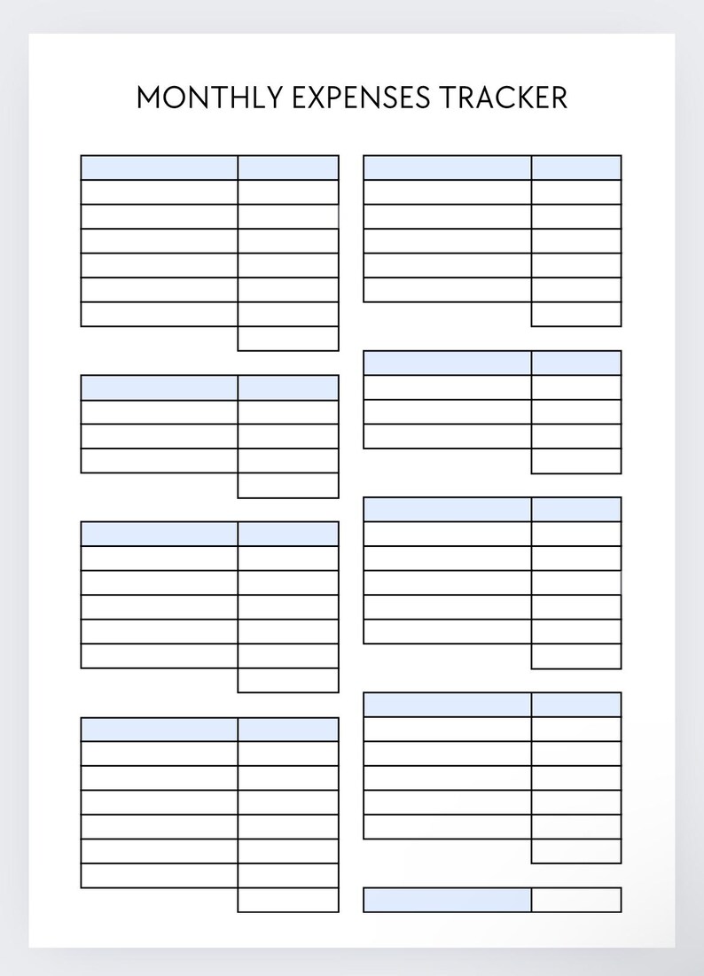 Baby Blue Monthly Expense Tracker, Monthly Budget Planner, Expense Log ...