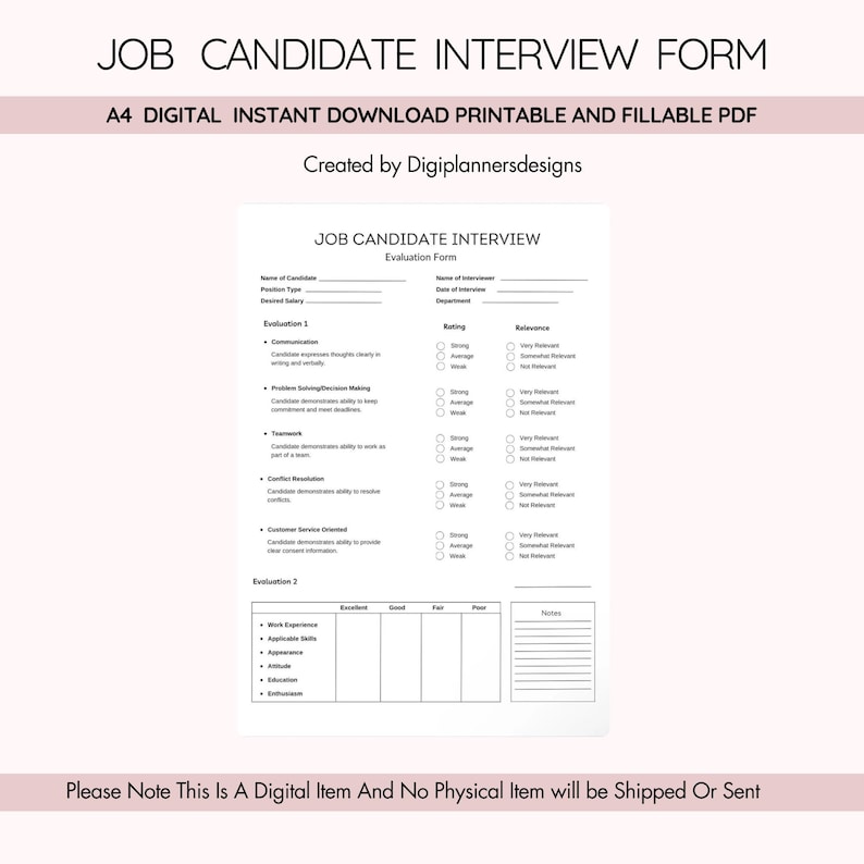 Job Candidate Form, Employee Application Sheet, Hiring Tracker ...