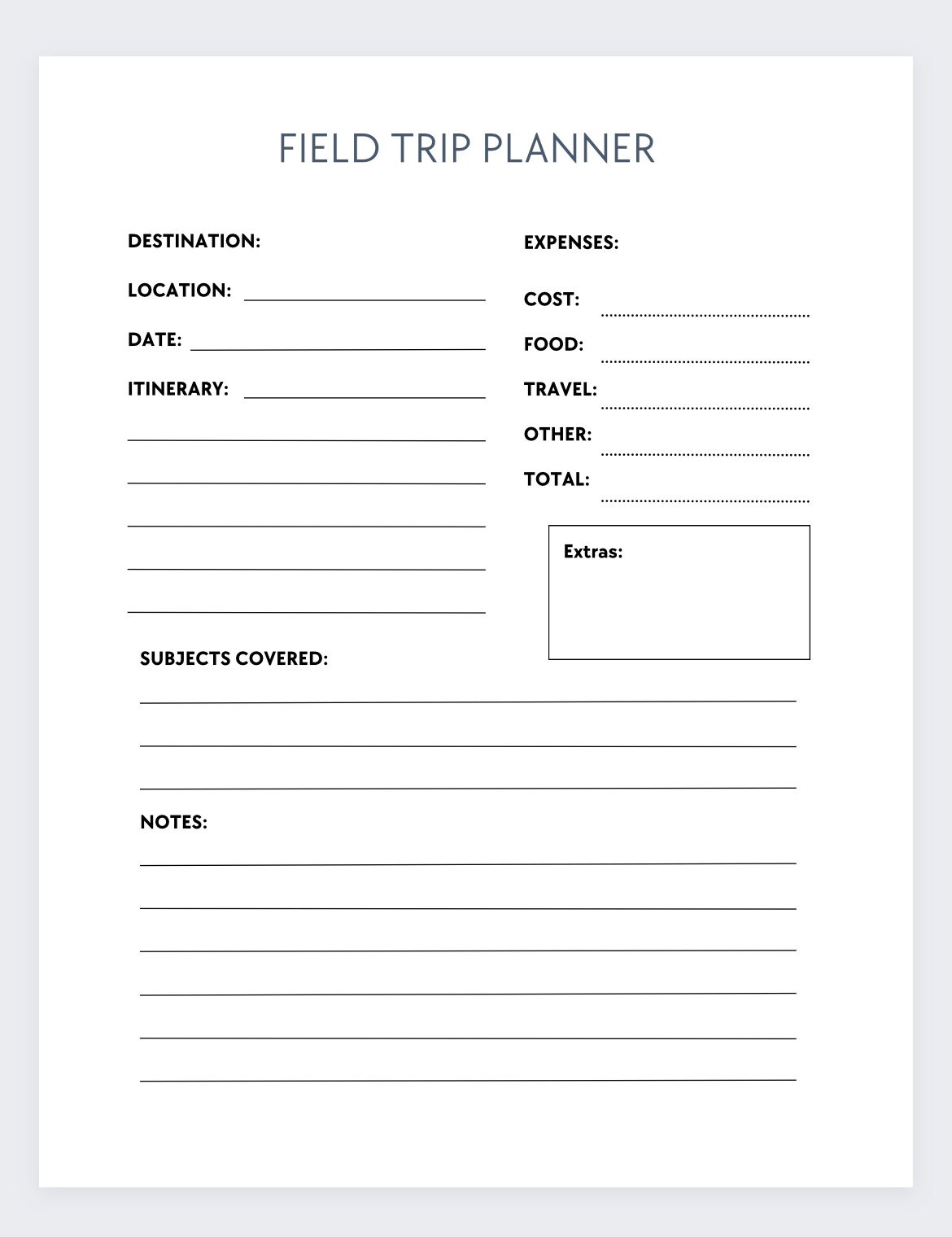 Field Trip Planneradventure Planning, Itinerary Organizer, Educational ...