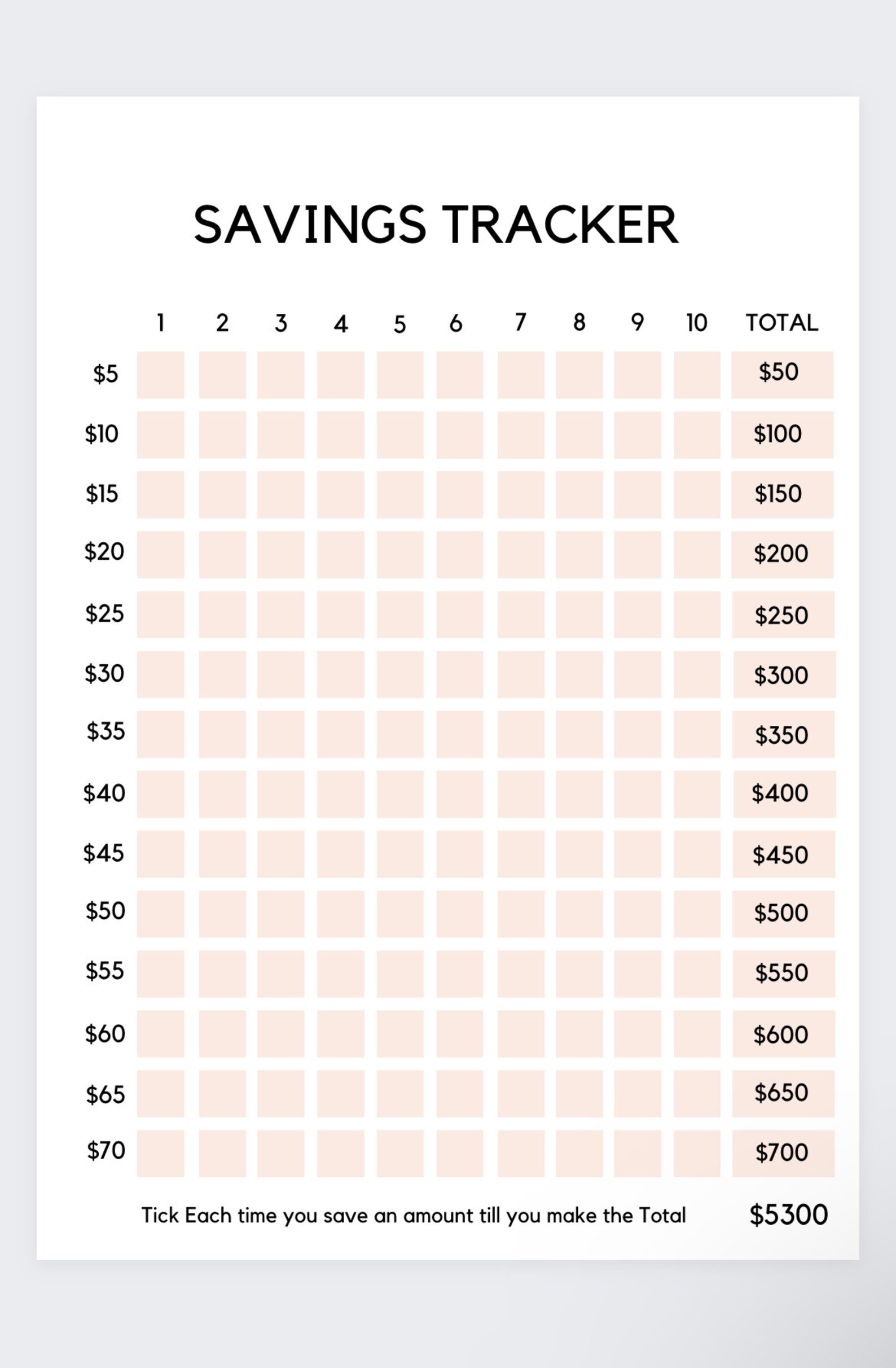 Saving Grid,savings Challenge,savings Chart,save 5000,savings Log ...