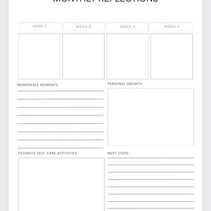 Monthly Reflections,affirmations,self Growth Journal,reflections ...