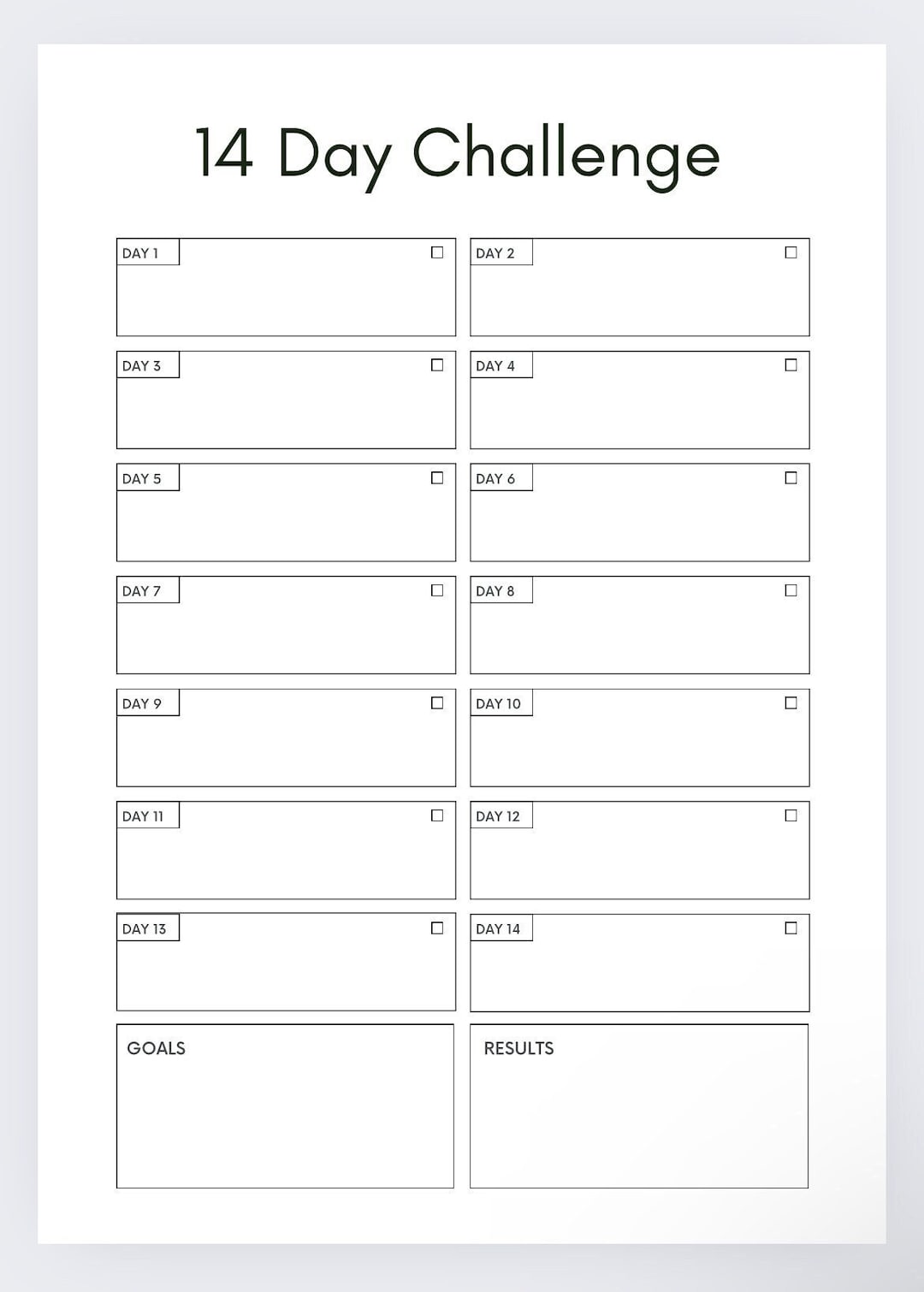 14 Day Challenge Template,productivity Planner,fitness Planner,exercise ...