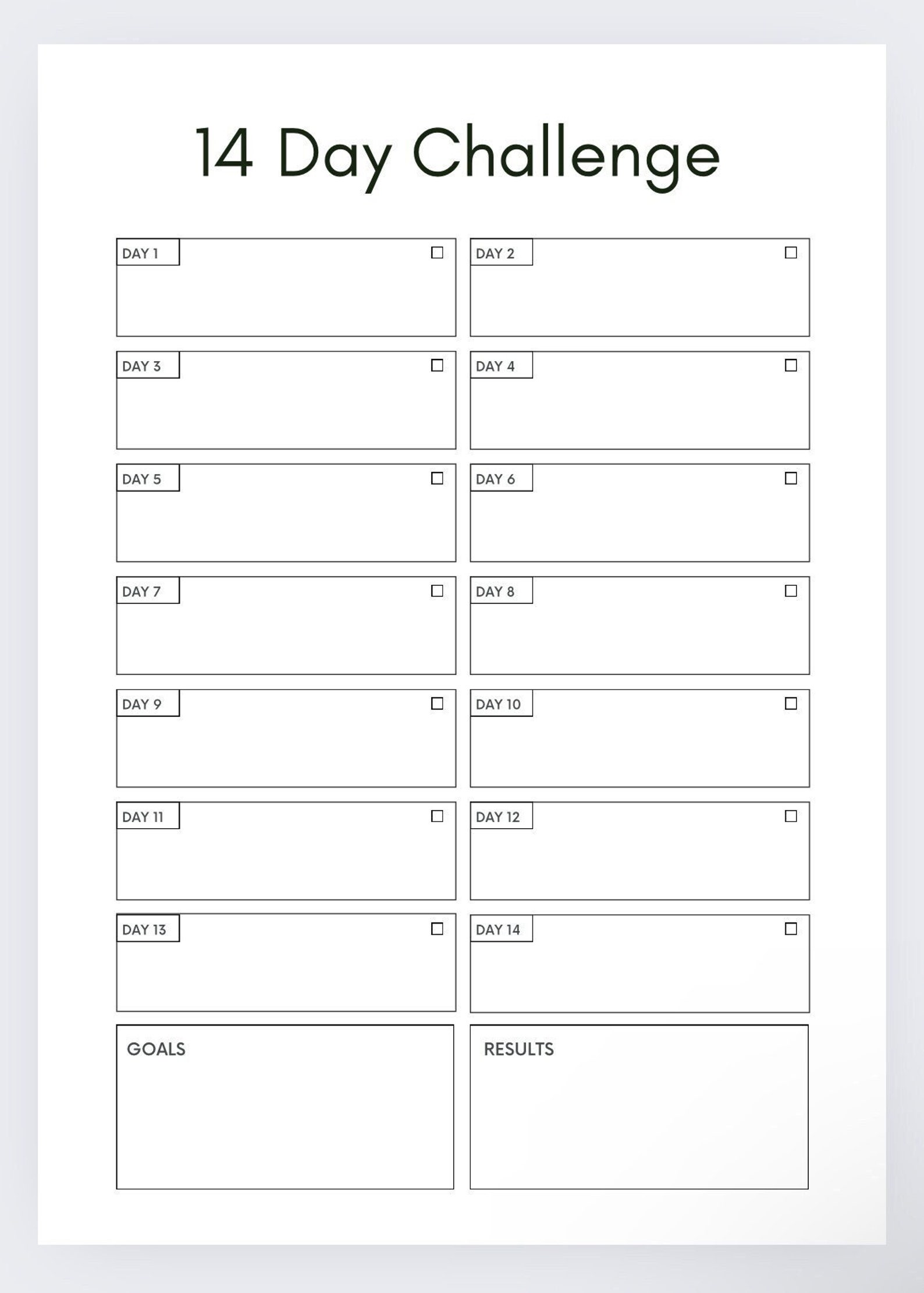 14 Day Challenge Template,productivity Planner,fitness Planner,exercise ...