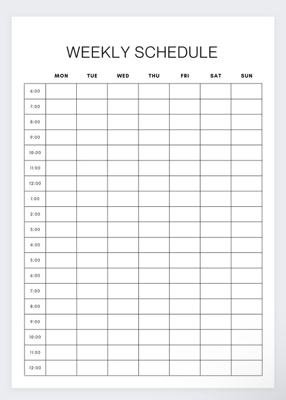 Calendrier Hebdomadaire Avec Horaires Imprimables Agenda Hebdomadaire