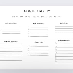 Monthly Review Planner,monthly Planner,goal Tracker,progress Tracker ...