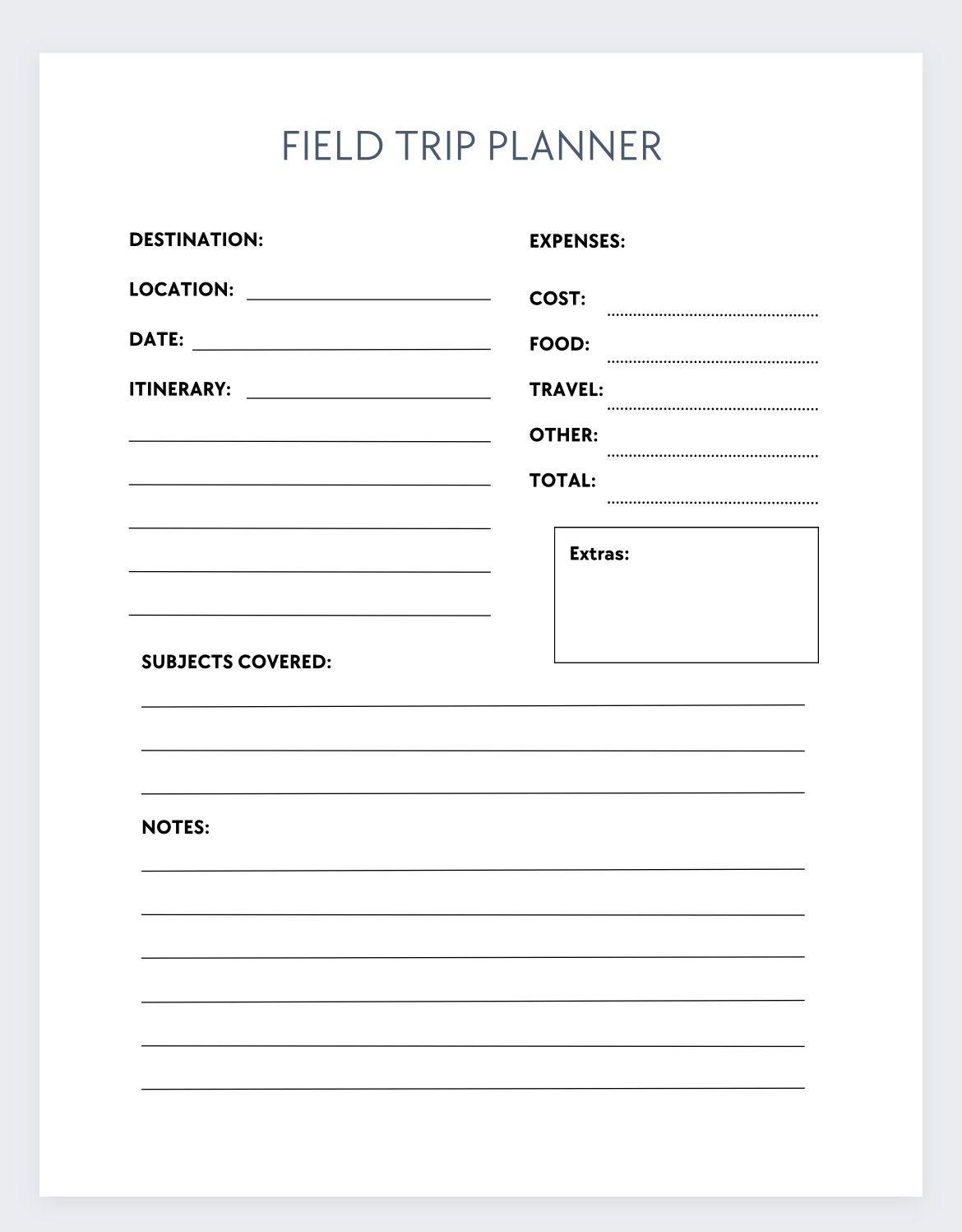 Field Trip Planneradventure Planning, Itinerary Organizer, Educational ...