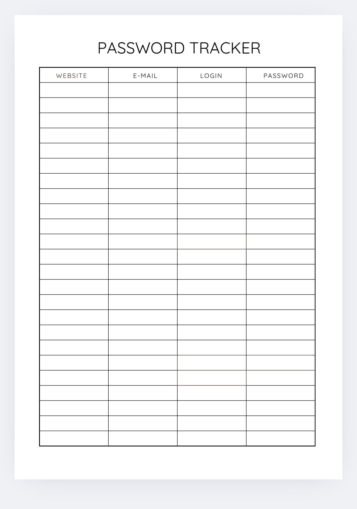 Password Tracker,account Manager,login Tracker,username Tracker ...